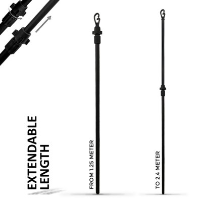 2X CLOTHES WASHING LINE PROP POLE HEAVY DUTY TELESCOPIC SUPPORT ...