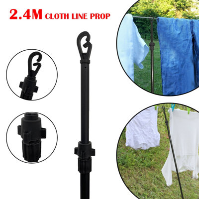 2X CLOTHES WASHING LINE PROP POLE HEAVY DUTY TELESCOPIC SUPPORT ...