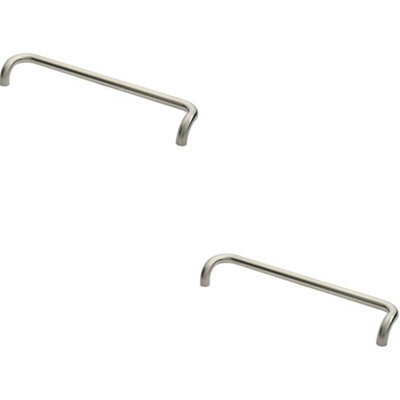 2x Cranked Pull Handle 630 x 30mm 600mm Fixing Centres Satin Stainless ...