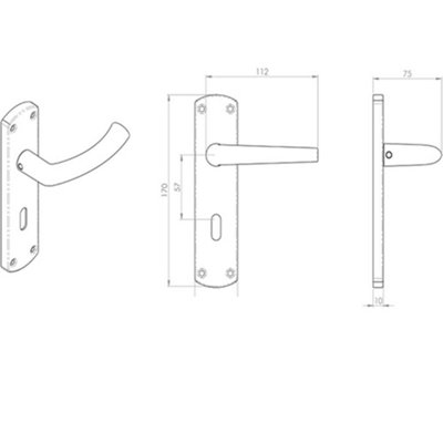 2x Curved Bar Lever on Lock Backplate Oval Profile 170 x 42mm Polished ...