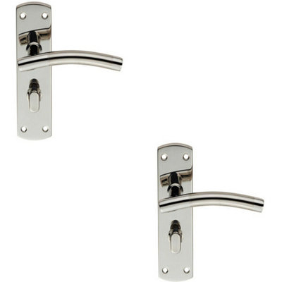 2x Curved Lever on Bathroom Backplate Handle 172 x 44mm Polished ...
