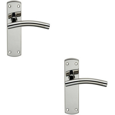 2x Curved Lever on Latch Backplate Door Handle 172 x 44mm Polished ...