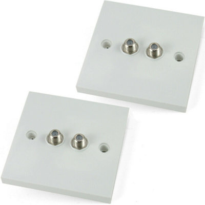 2x Double Dual F Type Connector Wall Face Plate Outlet Sky Plus ...