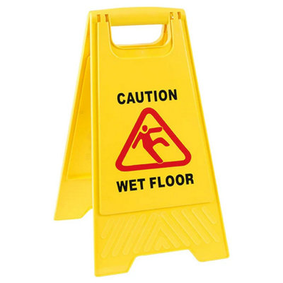 2x Double sided Bright Yellow Plastic Wet Floor Cleaning In Progress 'A ...