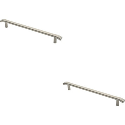2x Flat Bar Pull Handle with Chamfered Edges 400mm Fixing Centres Satin ...