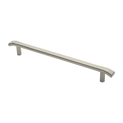 2x Flat Bar Pull Handle with Chamfered Edges 400mm Fixing Centres Satin ...