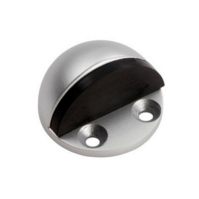 2x Floor Mounted Half Moon Doorstop Rubber Buffer 44mm Dia Adonised ...