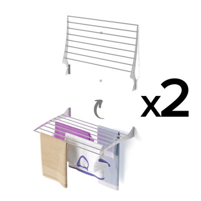 2x Foxydry Fold 82 cm Grey, Wall-Mounted Laundry Dryer, Folding Clothes ...