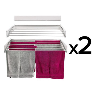 2x Foxydry Hide 101 cm White, Space-Saving Retractable Clothes Dryer ...