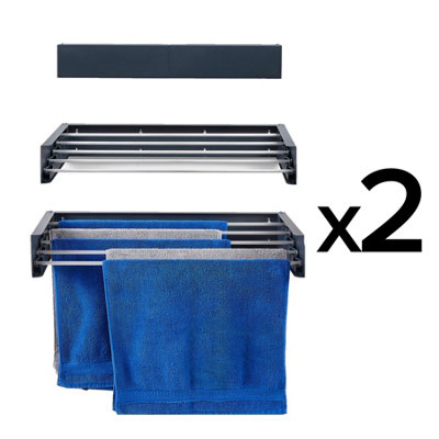 2x Foxydry Hide 71 cm Black, Sleek Wall-Mounted Clothes Drying Solution ...