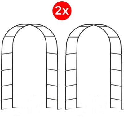 2x Garden Arch 2.4M Plant Climbing Trellis Metal Archway Arbour Frame ...