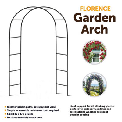 2x Garden Arch 2.4M Plant Climbing Trellis Metal Archway Arbour Frame ...