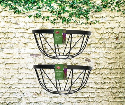 2x Garden Wall Trough Planter 16 Inch Wrought Iron Wall Mounted Black ...