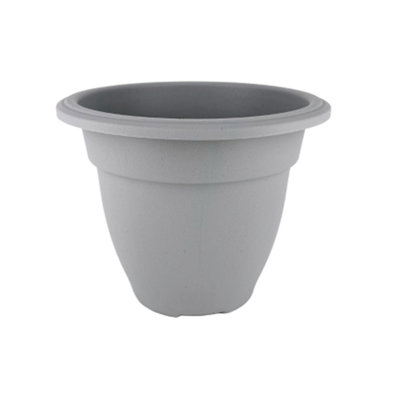 2x Grey Round Bell Plant Pots 30cm Plastic Bell Planter Patio Pot