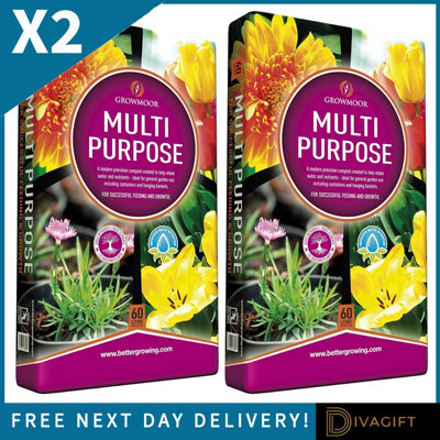 2x Growmoor Multi Purpose Compost 60L