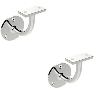 2x Handrail Bannister Bracket Wall Support 62mm Projection Polished Steel