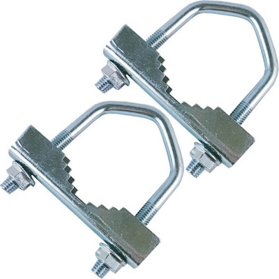 2x Heavy Duty Jaw V Bolts up to 2 Inch Aerial Pole Mast Outdoor U Bolt ...