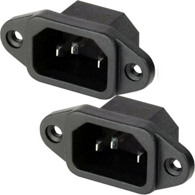 2x IEC C14 Power Socket 10A Screw In PCB Inlet Panel Chassis Mount ...