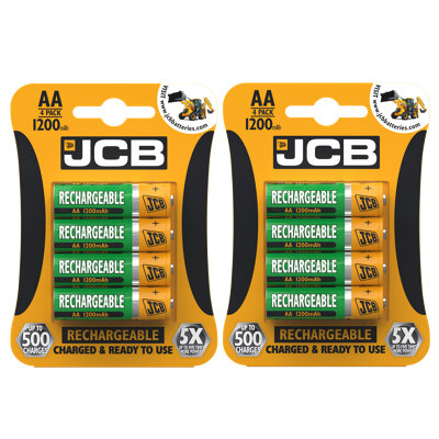 2x JCB AA 1200mAh Rechargeable Batteries - Pack of 4