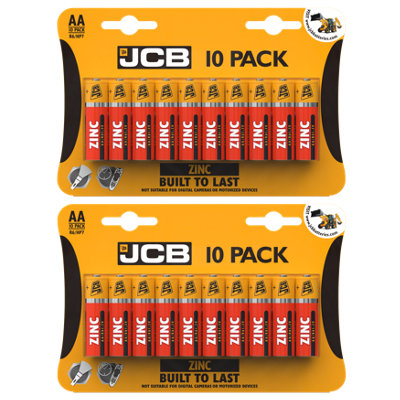 2x JCB AA Zinc Carbon Batteries - Pack of 10