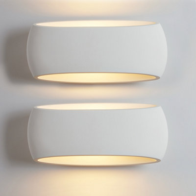 2X Large Wall Lights, Indoor Wall Sconce Lamp with White Oval Ceramic ...