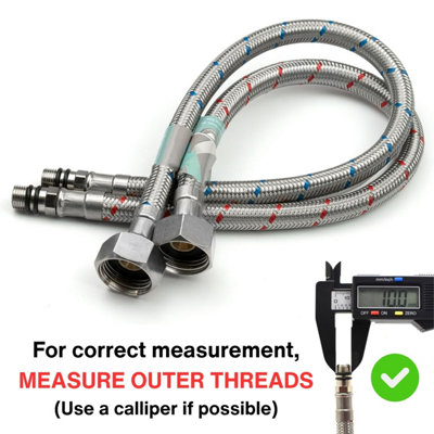 2x M10 (10mm) x 1/2 BSP (400mm) Flexible Tap Connector Flexi Pipe for ...