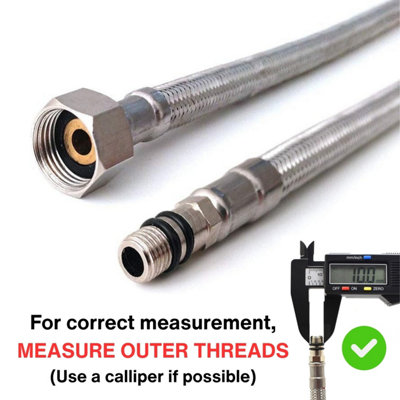 2x M10 (10mm) x 3/8 BSP (300mm) Flexible Tap Connector Flexi Pipe for ...