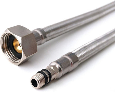 2X M8 (8MM) X 1/2 BSP (500MM) FLEXIBLE TAP CONNECTOR FLEXI PIPE FOR ...