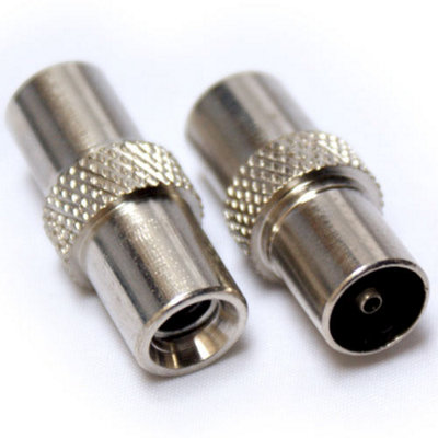 2x Male TV Aerial Screw/Twist on Connectors RF Coaxial Freeview Cable ...