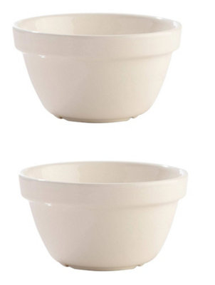 2x Mason Cash Off White Pudding Basin Baking Mixing Bowl 17cm 1 Litre