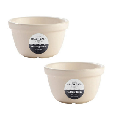 2x Mason Cash Off White Pudding Basin Baking Mixing Bowl 20cm 1.75 Litre