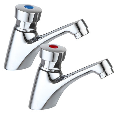 2x Mono Basin Sink Tap 1/2" Push Down Delay Self Close Closing Non ...