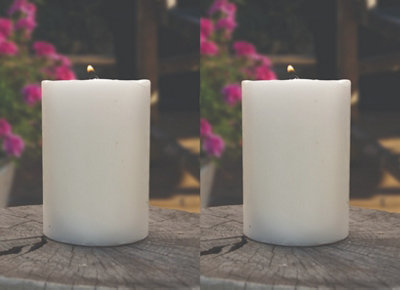 2x Natural Citronella Outdoor Pillar Candle Wind Resistant Garden ...