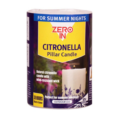 2x Natural Citronella Outdoor Pillar Candle Wind Resistant Garden ...