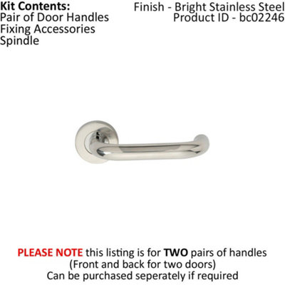2x PAIR 19mm Round Bar Safety Handle on Round Rose Concealed Fix ...
