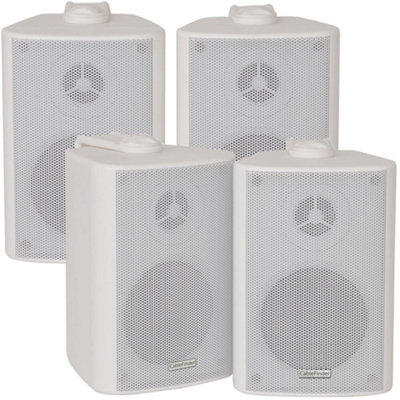 2x Pair 2 Way Compact Stereo Speakers 3" 60W 8Ohm White Wall Mounted ...