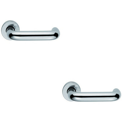 2x PAIR 22mm Round Bar Safety Lever Concealed Fix Round Rose Polished ...