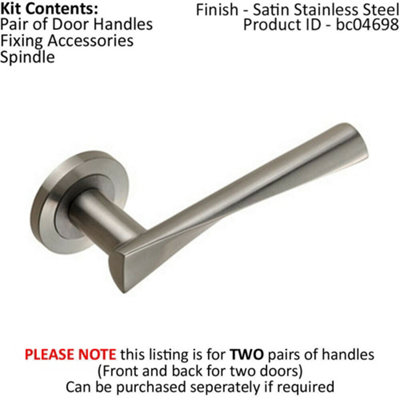 2x PAIR Angular Twisted Lever on Round Rose Concealed Fix Satin ...