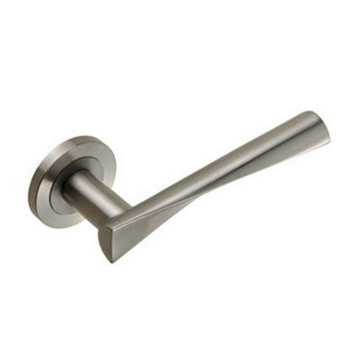 2x PAIR Angular Twisted Lever on Round Rose Concealed Fix Satin ...