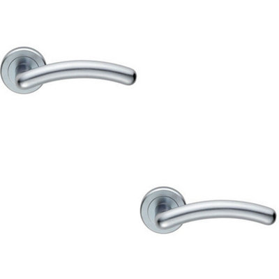 2x PAIR Arched Round Bar Handle on Concealed Fix Round Rose Satin Chrome