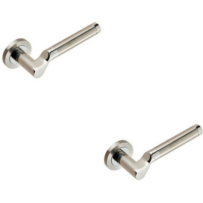 2x PAIR Cranked Round Bar Lever on Round Rose Concealed Fix Polished ...