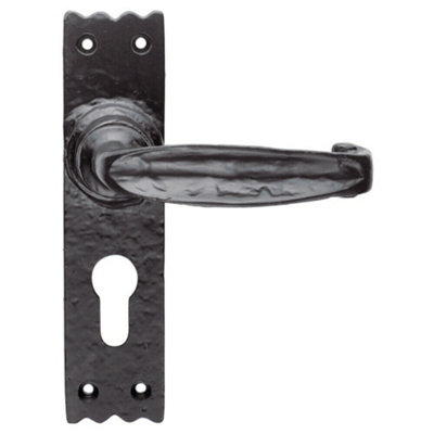 2x PAIR Creased Style Lever on Slim Euro Lock Backplate 156 x 38mm ...