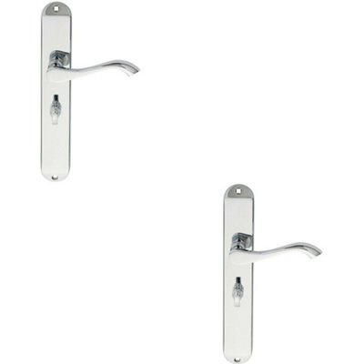 2x PAIR Curved Lever on Long Slim Bathroom Backplate 241 x 40mm ...