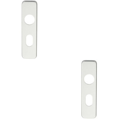 2x PAIR Door Handle Oval Backplate for Safety Levers 154 x 40mm Satin ...