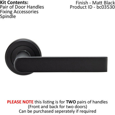 2x PAIR Flat Rectangular Bar Handle on Round Rose Concealed Fix Matt ...