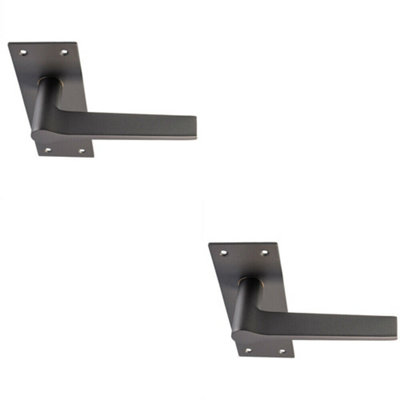 2x PAIR Flat Straight Handle on Slim Lock Backplate 150 x 50mm Matt ...