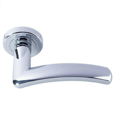 2x PAIR Oval Shape Arched Bar Lever on Round Rose Concealed Fix ...