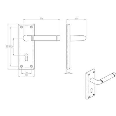 2x PAIR Round Bar Handle on Lock Backplate 150 x 50mm Polished & Satin ...