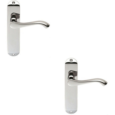2x PAIR Scroll Lever Door Handle on Latch Backplate 180 x 40mm Polished ...