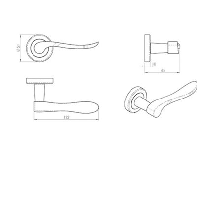 2x PAIR Scroll Shaped Lever Handle on Round Rose Concealed Fix Antique ...